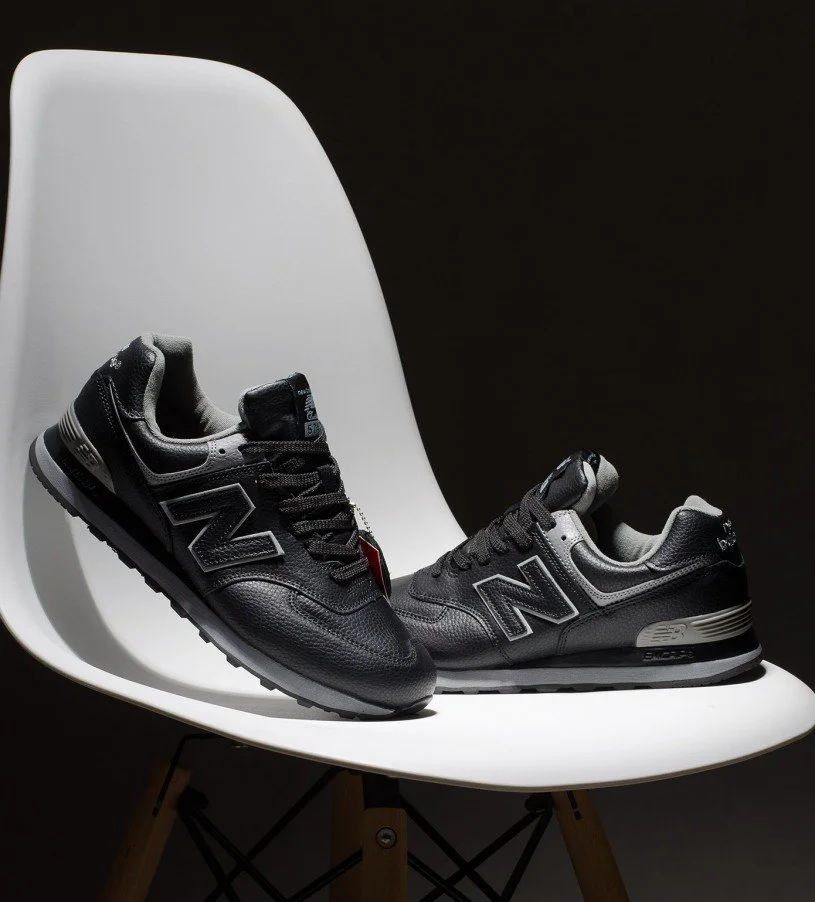 Кроссовки New Balance 574 Leather Black-Gray купить в Краснодаре